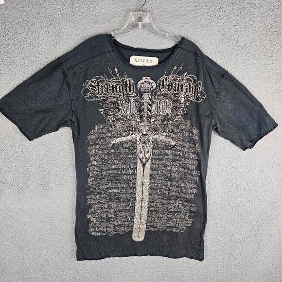Xzavier | Shirts | Y2k Xzavier Dagger Rhinestone Style Shirt Front Back ...